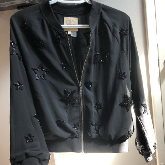 Chaser | Jackets & Coats | Chaser Star Beaded Bomber Jacket | Poshmark